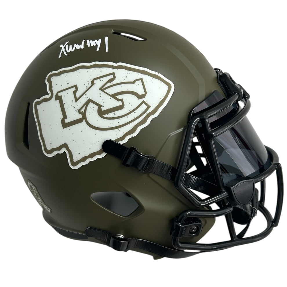 XAVIER WORTHY SIGNED CHEIFS STS 23 REPLICA HELMET WITH VISOR – Treasure ...